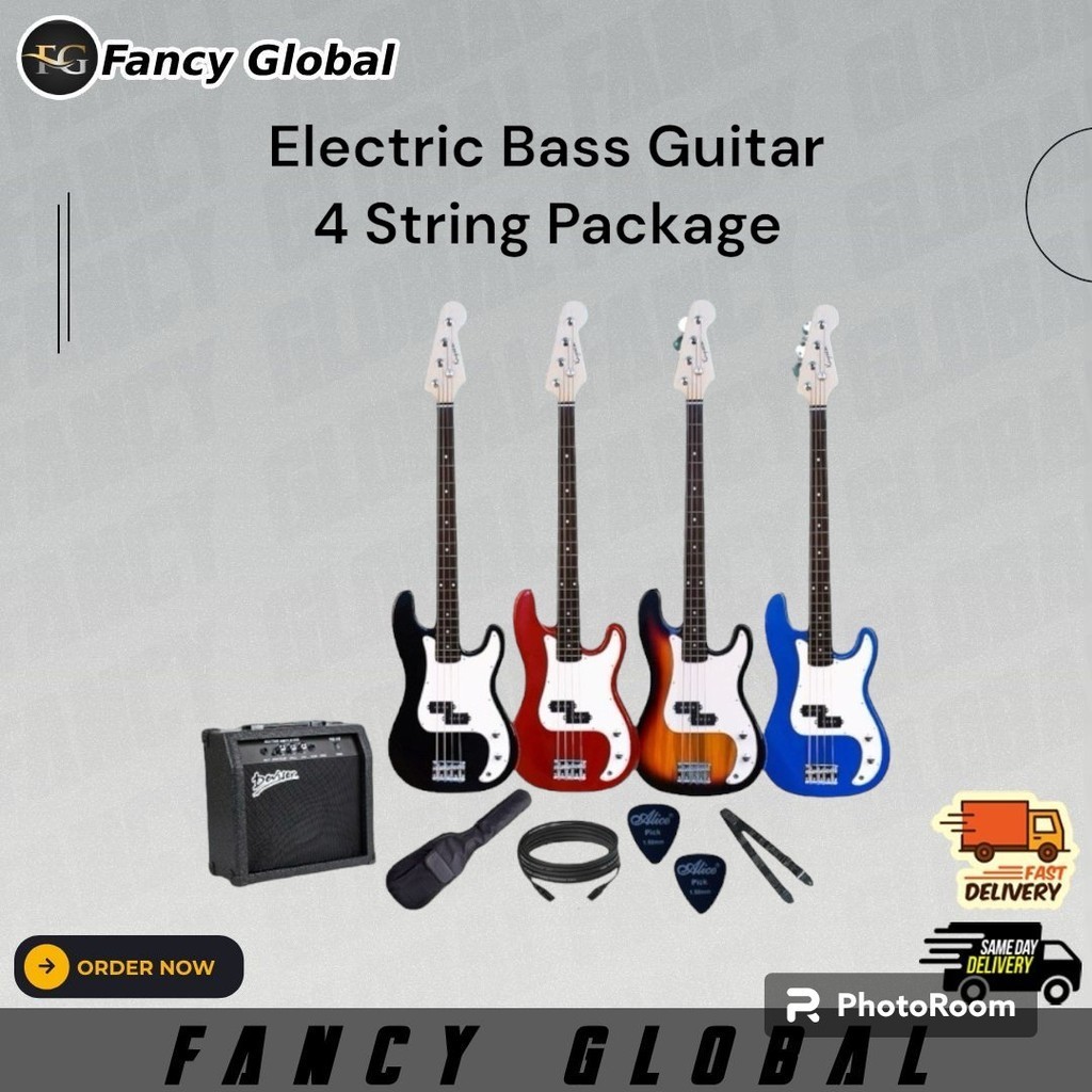 Electric Bass Guitar 4 String Package (COMBO Set, Bass Guitar, Standard ...