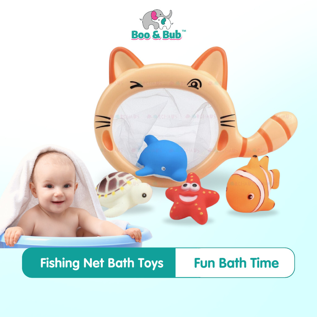 Boo&Bub Fishing Net Cartoon Bath Toys | Classic Fishing Cartoon Animals ...