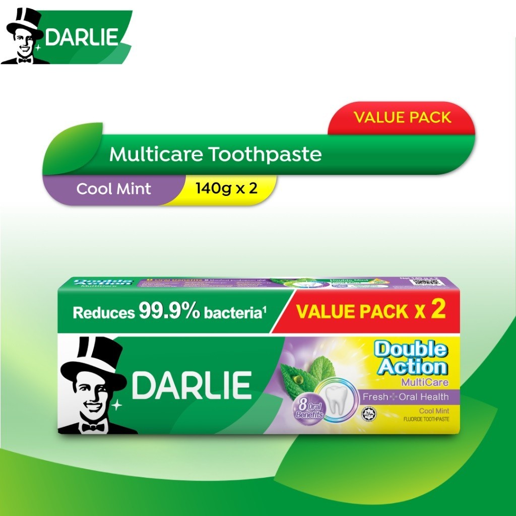 DARLIE Double Action Multicare Cool Mint Toothpaste 140g x 2 / 180g x 2 ...