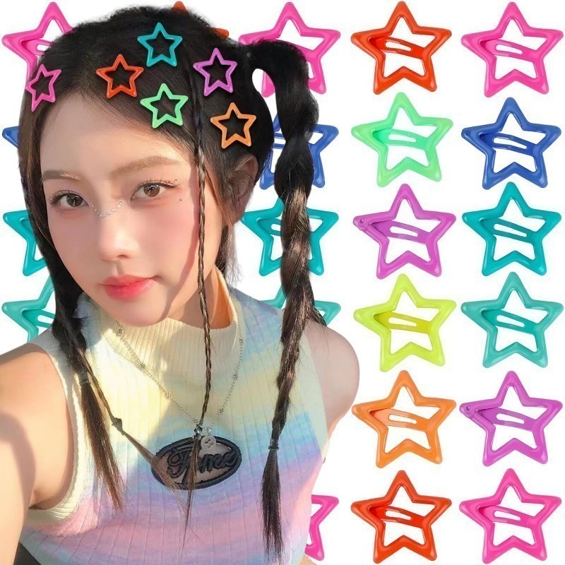 30 Pcs Korean Colorful Y2k Star Hair Clip Set Womens Bangs Bb Clip ...