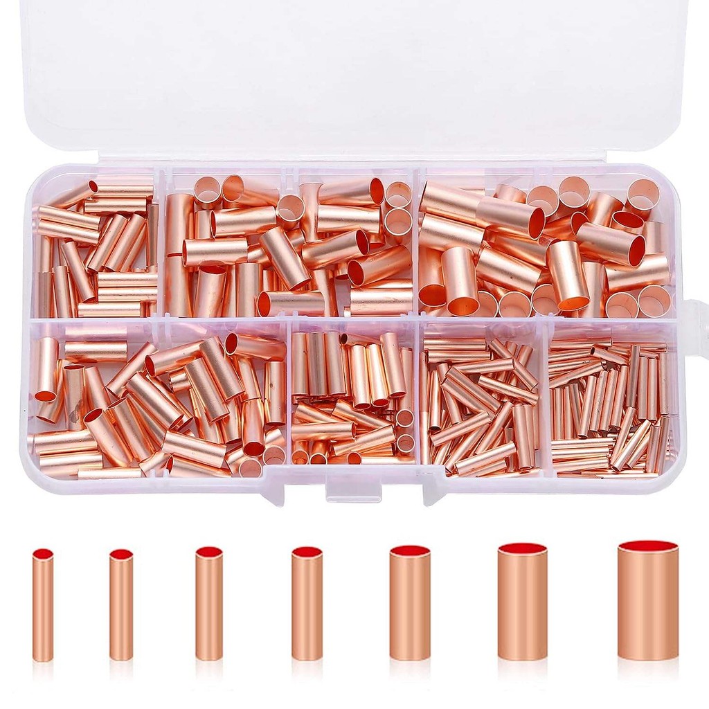 250 Pcs Box Non-Insulated Copper Copper Connection Tube Connection Tube ...