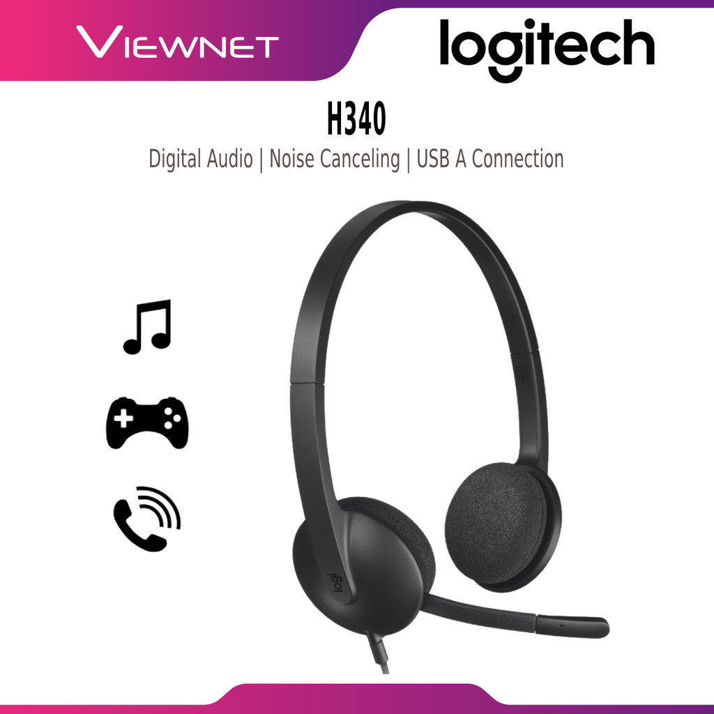 LOGITECH H340 USB COMPUTER HEADSET HEADPHONE DIGITAL AUDIO | NOISE ...