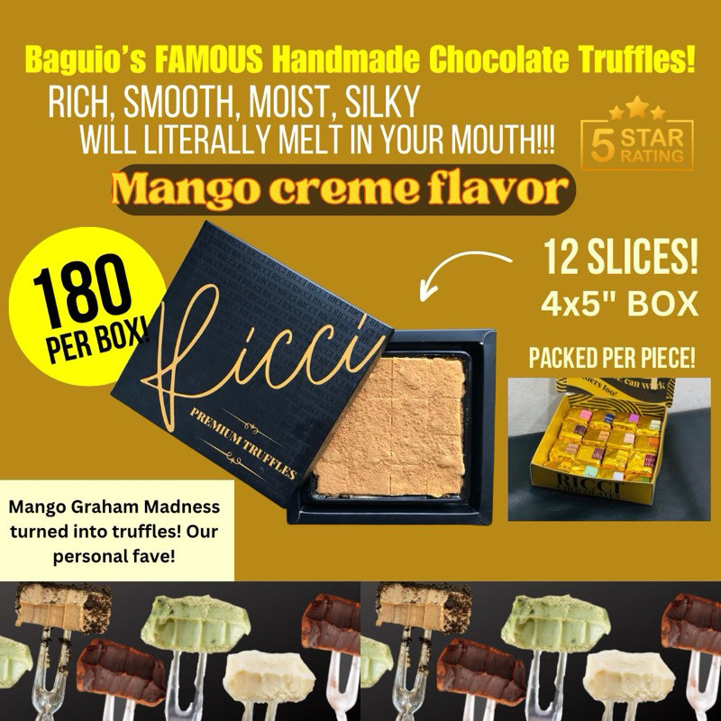 Ricci Mango Creme Premium Chocolate Truffles (1 box 12 slices) | Shopee ...