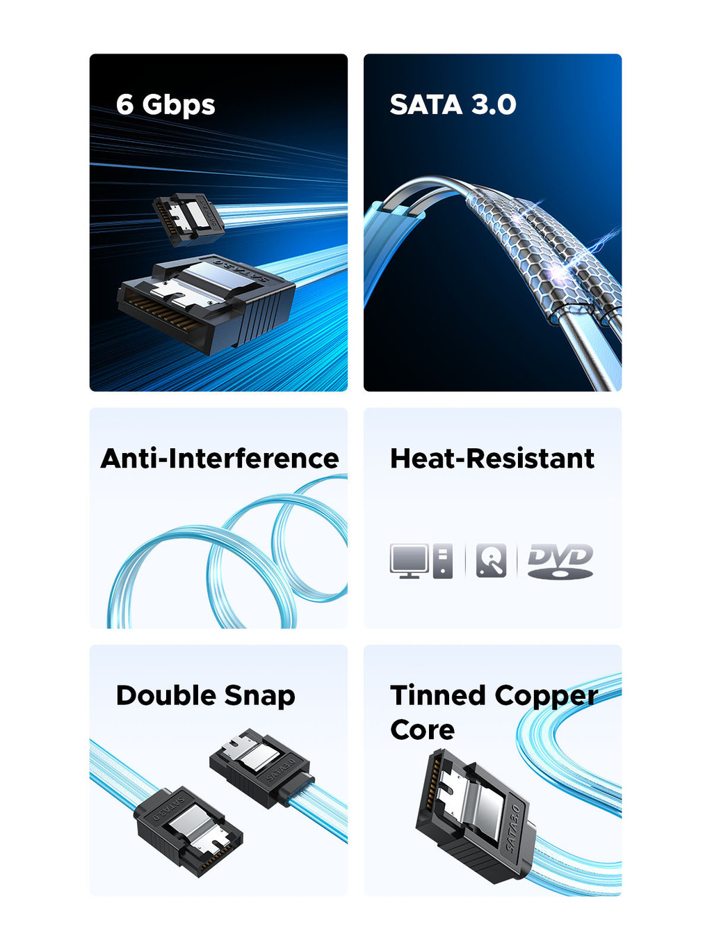 ORICO SATA3.0 Hard Drive Data Cable 6Gbps Power Supply Serial Port ...