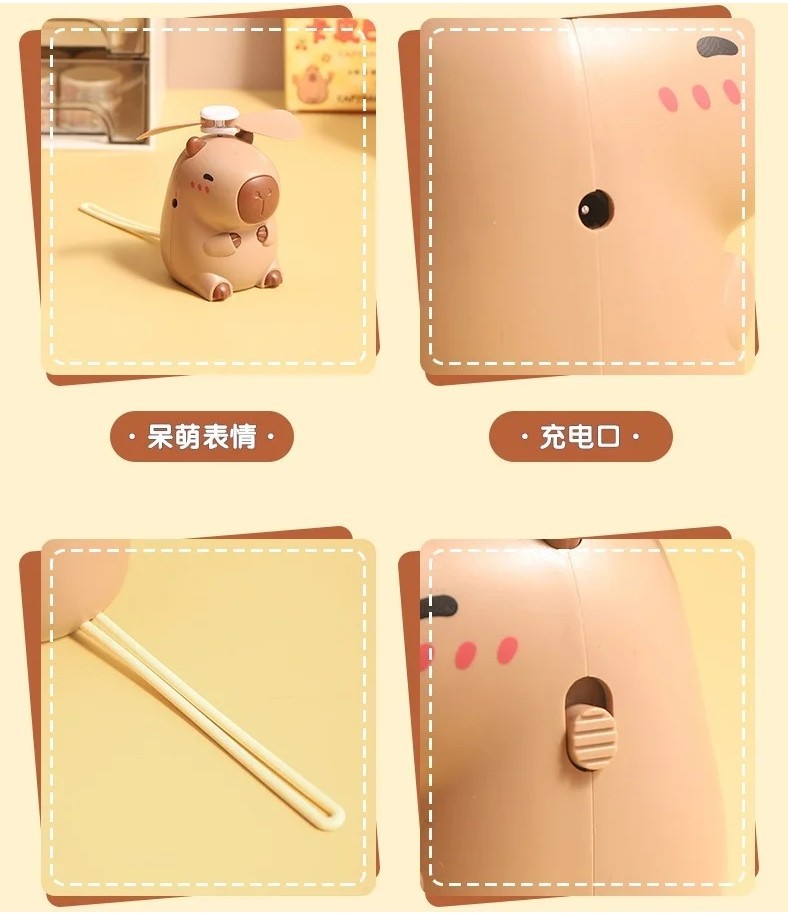 Mini Portable Fans Creative Capybara Handheld USB Rechargeable Fan Air ...
