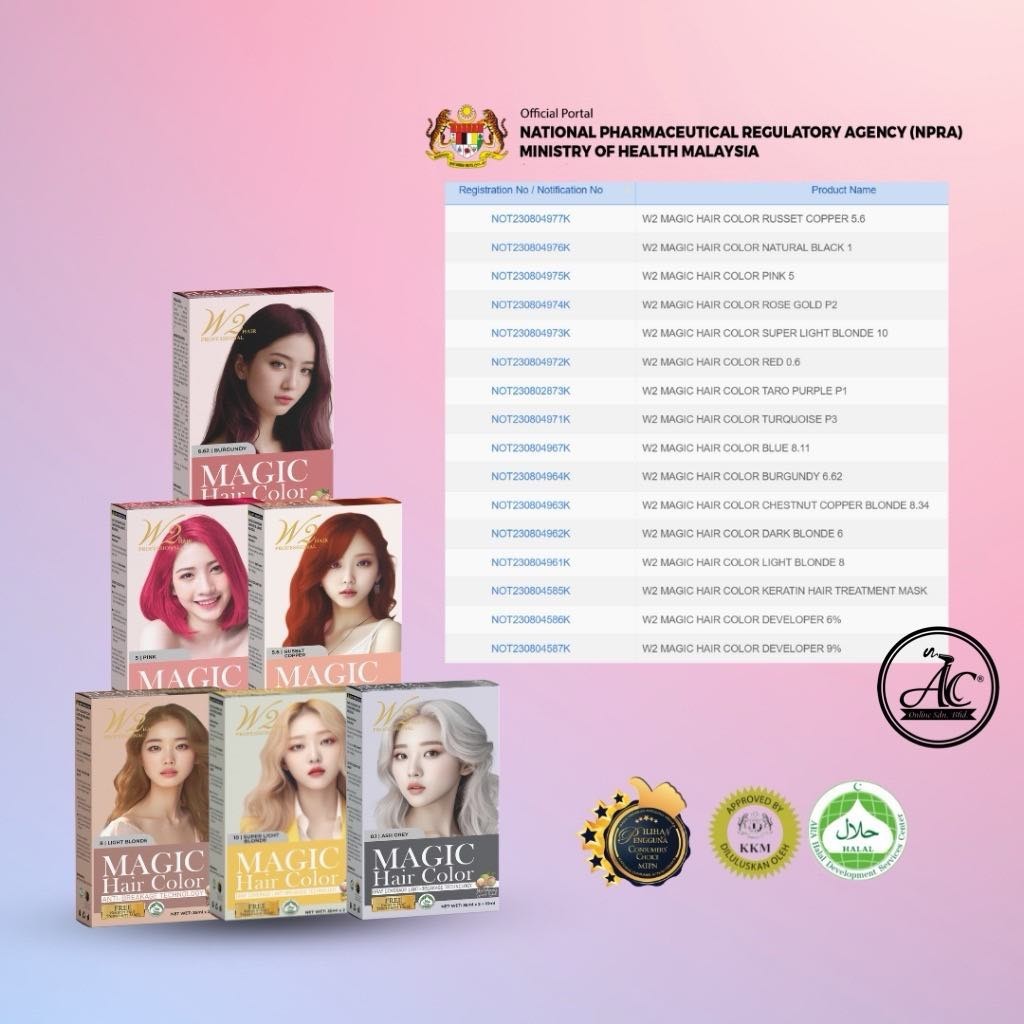 W2 Magic Hair Color Professional Hair Colour Cream FREE Keratin Hair ...