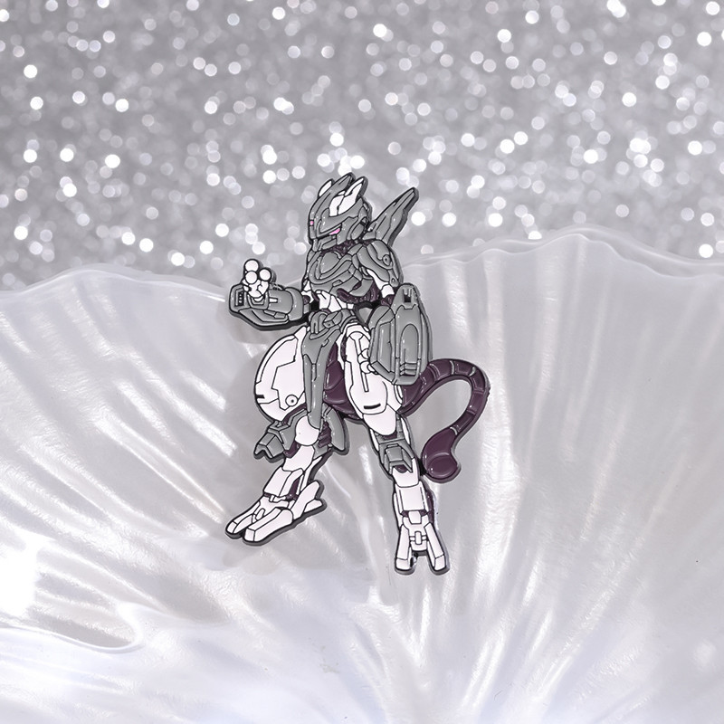 Steel Mewtwo Metal Badge Anime Pokémon Brooch Fashion Clothing Pin ...