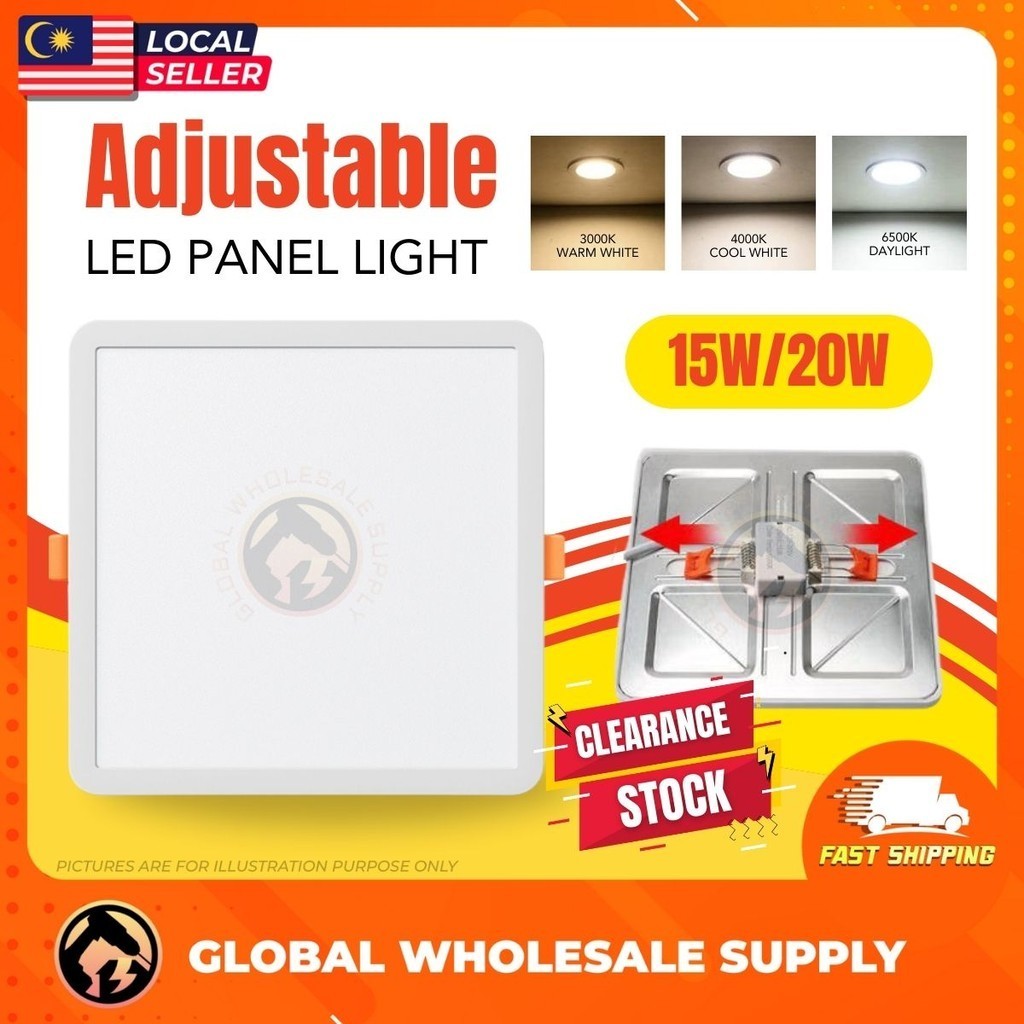 15W/20W Spring-Adjustable LED SQUARE Panel Ceiling Downlight Surface ...