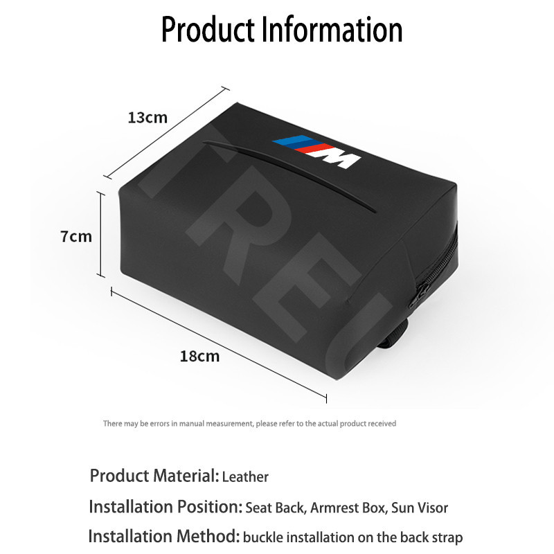 BMW M Car Seat Back Leather Tissue Box Holder Auto Sun Visor Tissue ...