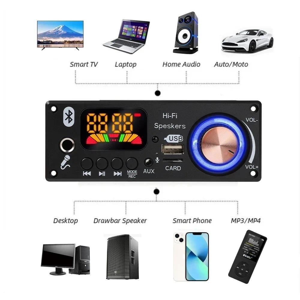 Bluetooth 5.1 MP3 Decoder Board 160W Amplifier Audio Player DIY MP3 ...