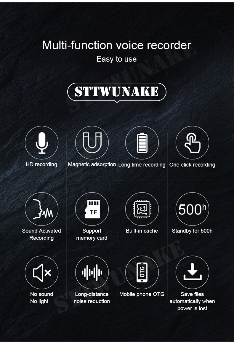 500 Hours Time Mini Voice Activated Recorder Built-in Magnet Spy Small ...