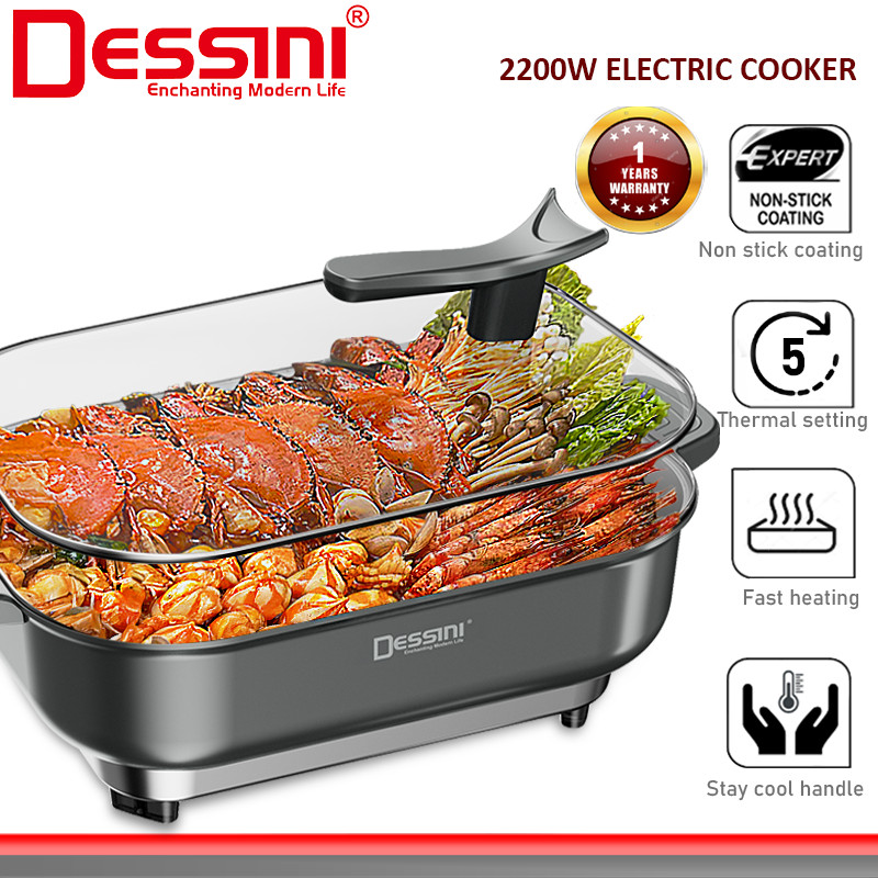 DESSINI ITALY Electric Cooker Steamboat Hot Pot Casserole Non Stick ...