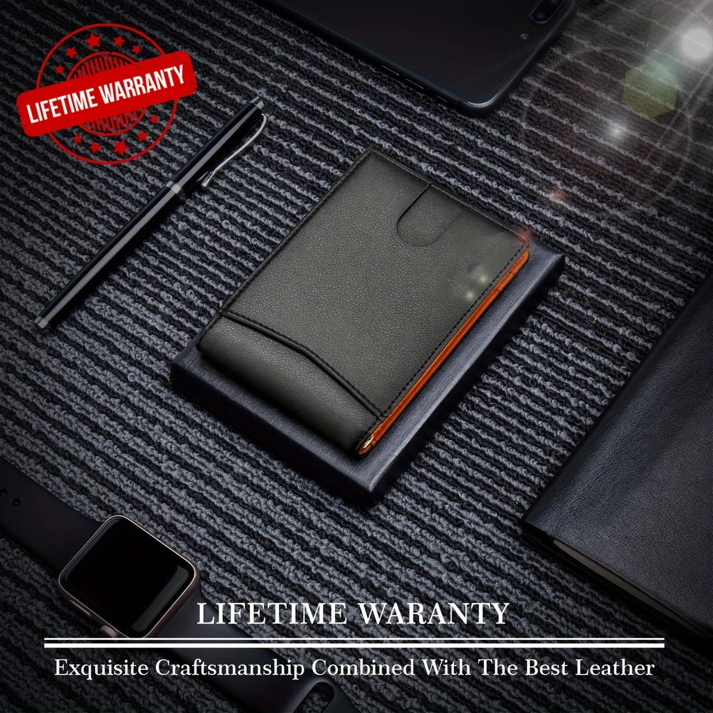 PU Leather Slim Smart Wallet for Men with Money Credit Card Clip Mini ...