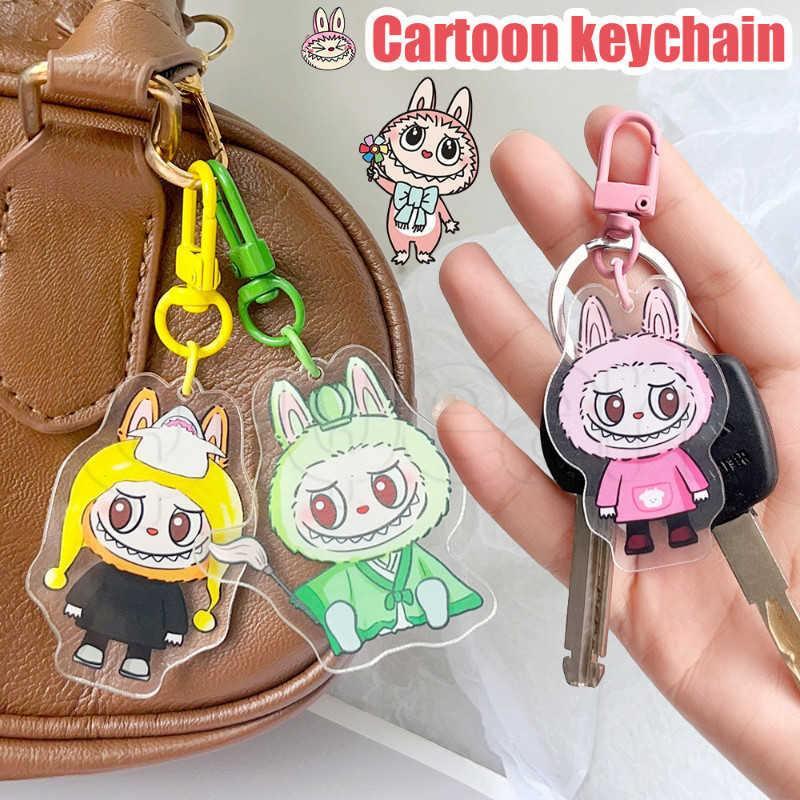 Cartoon Labubu Acrylic Pendant Keychain - Keyring Hanging Ornament ...