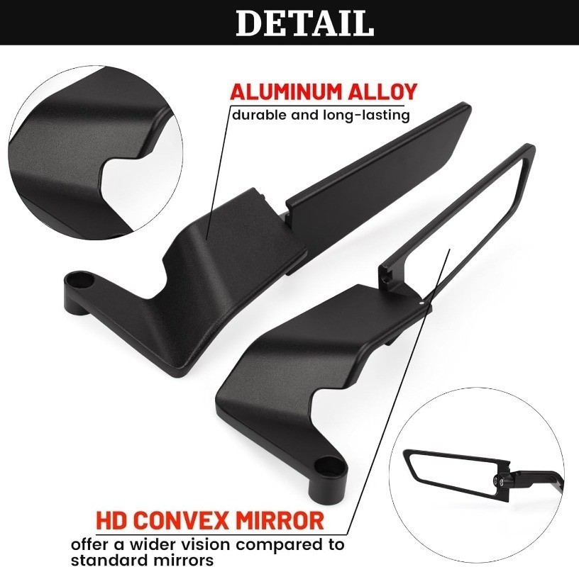 Motorcycle Side View Mirror Wing Tip Fixed Wind Wing Y15 LC Y16 ADV NVX ...