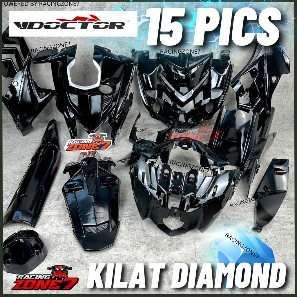YAMAHA Y15ZR V1 V2 LC135 V4 V5 V7 V8 Fi Y16 Inner Hitam Kilat Diamond/Y15ZR Inner Cover Full Set ...