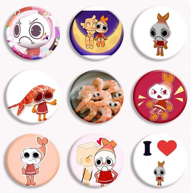 Horror Game Dandys World Shrimpo Button Pin Creative I Love Shrimpo Funny Meme Brooch Badge Bag ...