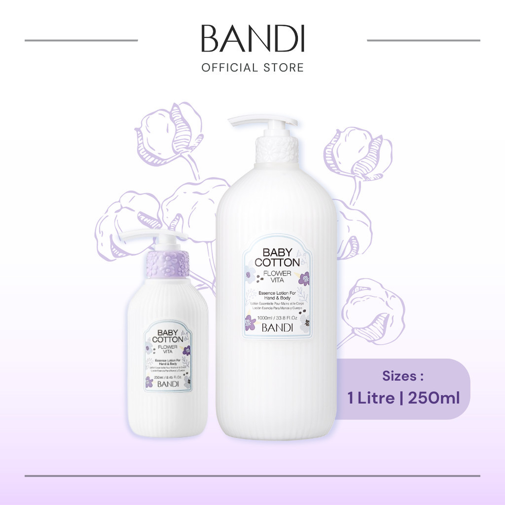 BANDI Flower Vita Essence Body Lotion Scent Baby Cotton (1L/250ml ...
