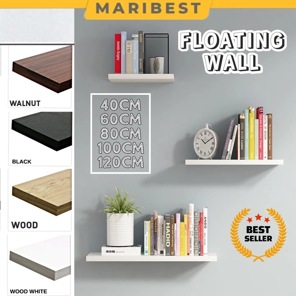 40/60/80/100/120cm Floating Wall Shelf Multipurpose Floating Wood Shelf ...