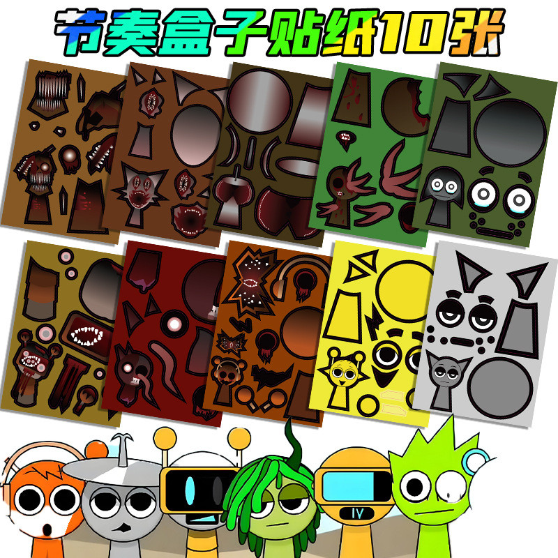 Sprunki Stickers 10pcs/set Sprunki Incredibox DIY Puzzle Oren Winda ...