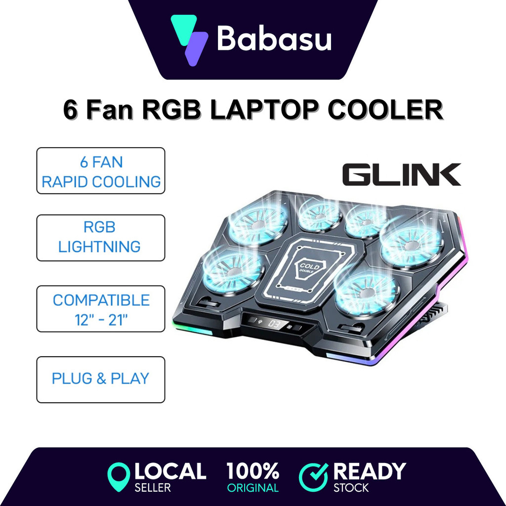 Glink Laptop Cooler 6-Fan High-Speed Cooling Pad | Silent Gaming Laptop ...
