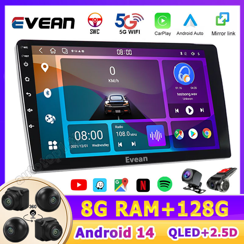 (8GB+128GB) Car android player with wireless Apple CarPlay Android Auto ...