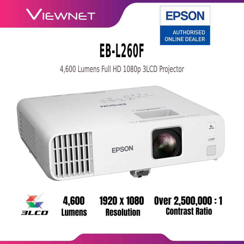 EPSON EB-L260F 4,600 LUMENS FULL HD STANDARD-THROW LASER PROJECTOR ...