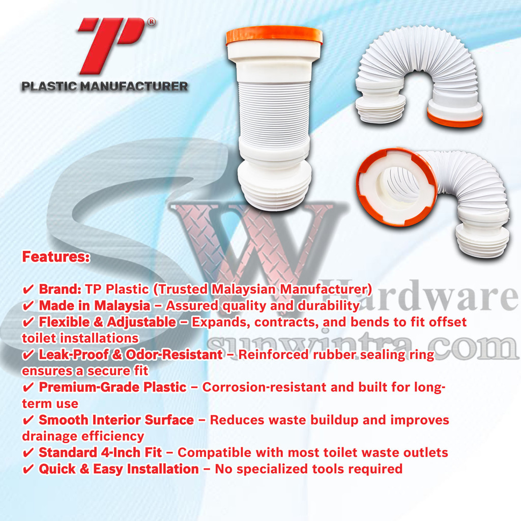 TP Plastic Heavy Duty Premium Flexible Offset 4" For WC Connector (Made ...