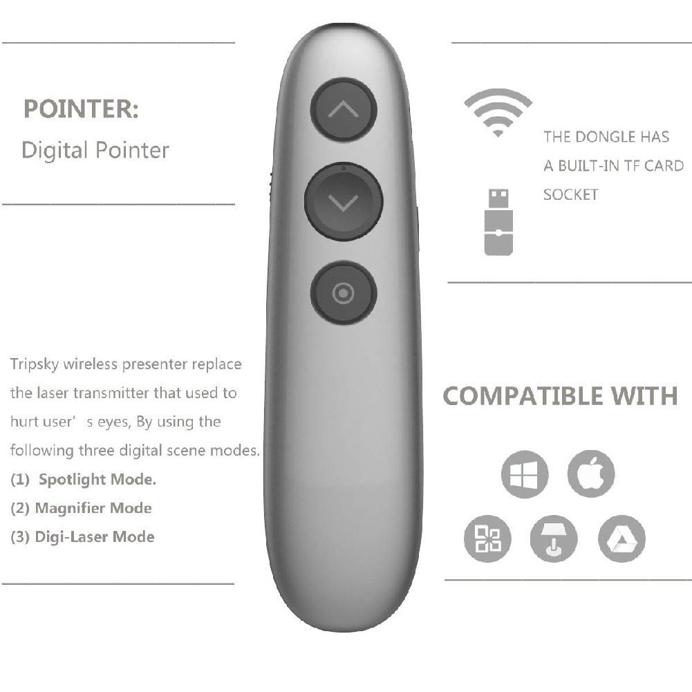 Wireless Presenter Highlighting Magnify Laser Pen Spotlight Timer LED Digital Pointer Air Mouse ...