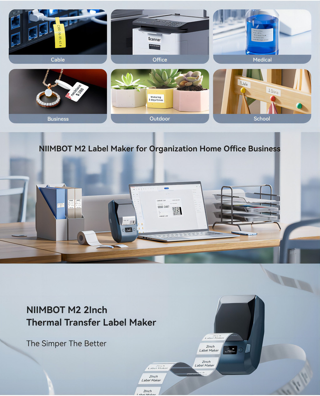 NIIMBOT M2 Smart Barcode Bluetooth Label Printer, Sticker Label Printer ...