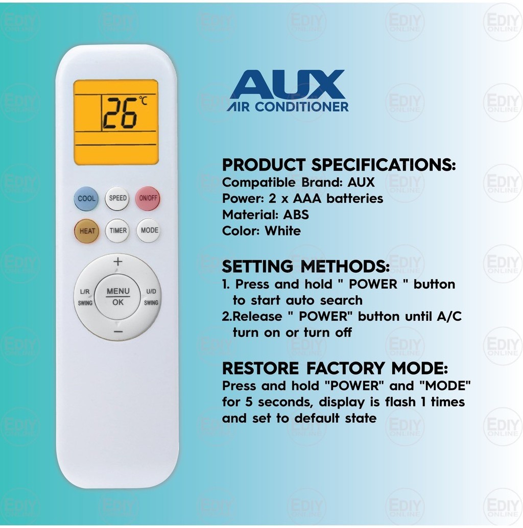 【𝐅𝐑𝐄𝐄 𝐁𝐀𝐓𝐓𝐄𝐑𝐘 𝐀𝐀𝐀 𝐗𝟐】UNIVERSAL REMOTE CONTROL FOR AUX AIR CONDITIONER ...