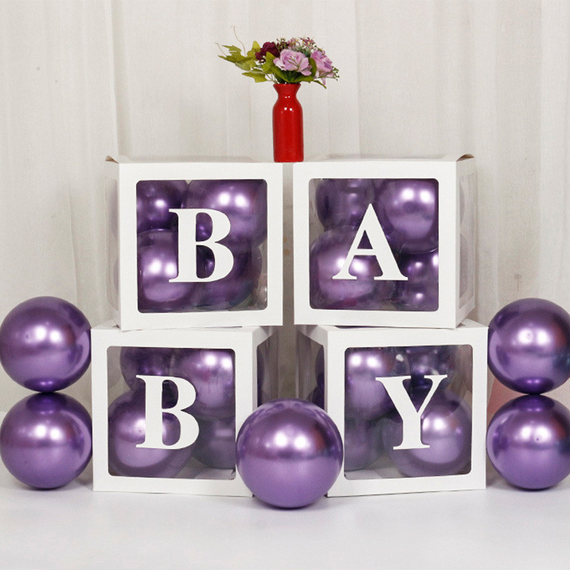 Transparent Box Balloon BABY Letter Box With Metal Balloons Party Needs ...
