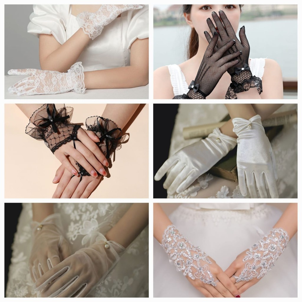 Glove Wedding Bridal Glove Tulle Sarung Tangan Lace White Glove Bride ...