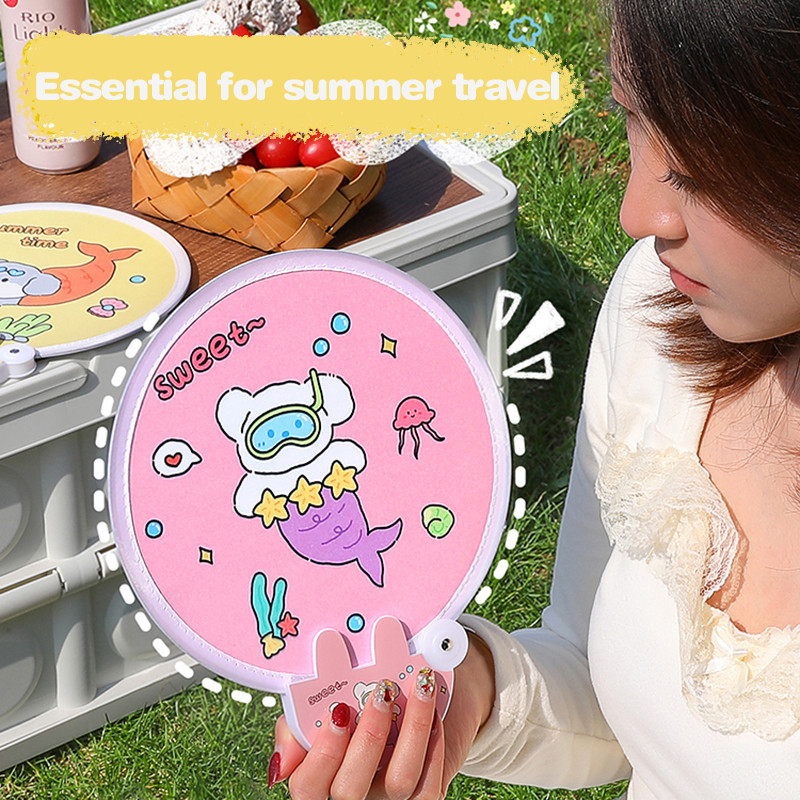 Cartoon Puppy Mermaid Hand Fan Portable Handheld Fan Creative Folding ...