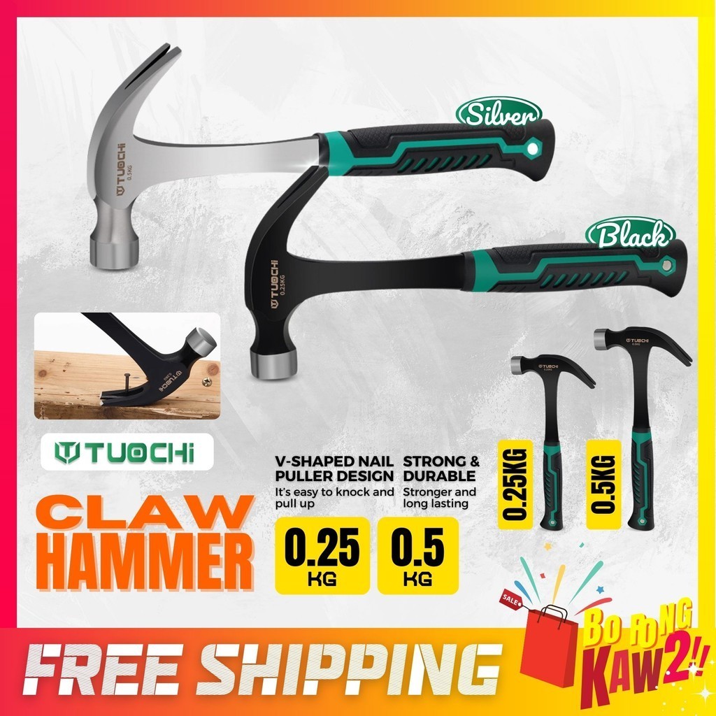 TUOCHI Claw Hammer Black Silver V Shape Anti Slip Ergonomic Handle High ...