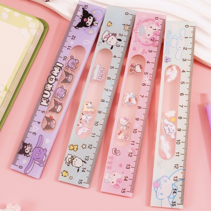 Kawaii Sanrio Stationery Ruler Cartoon Hello Kitty Kuromi My Melody ...