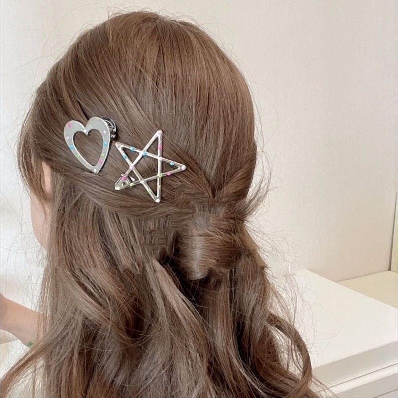 Sweet Cool Side Bangs Star Hairpin - Korean Colorful Dot Metal BB Clip ...
