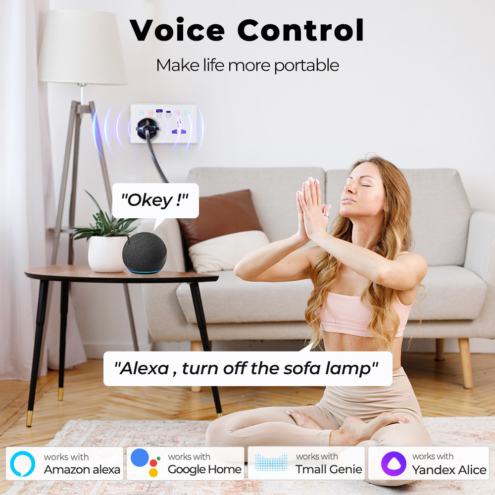 SMATRUL wifi plug USB And Type-C Port 3A socket US EU UK Plug Power ...