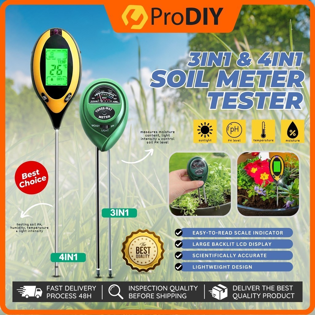 3in1 4in1 Soil Tester PH Tester Temperature Meter Water and Moisture ...