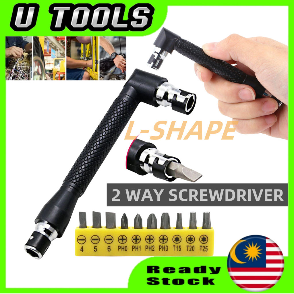 L-Shape Screwdriver Bit Two Way 1/4 Inch Hex Socket Torque Wrench ...