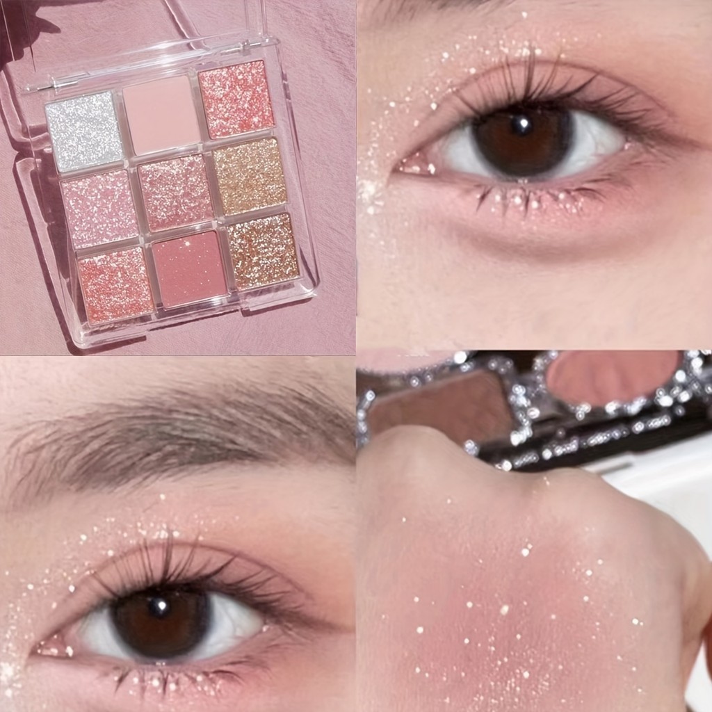 9 Color Pink Eyeshadow Palette, Waterproof, Long-Lasting, Pearly ...