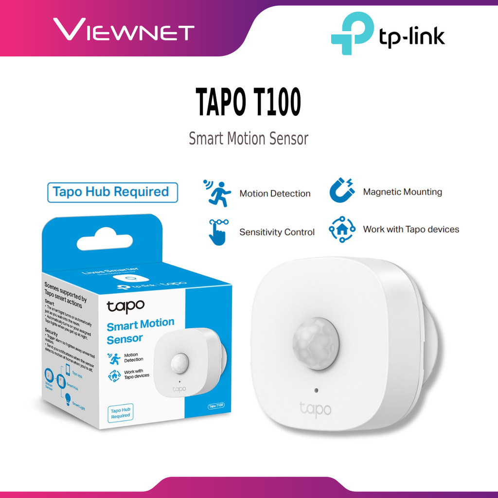 TP-LINK TAPO T100 TAPO SMART MOTION SENSOR WITH MOTION-ACTIVATED LIGHT, WIDE RANGE DETECTION ...