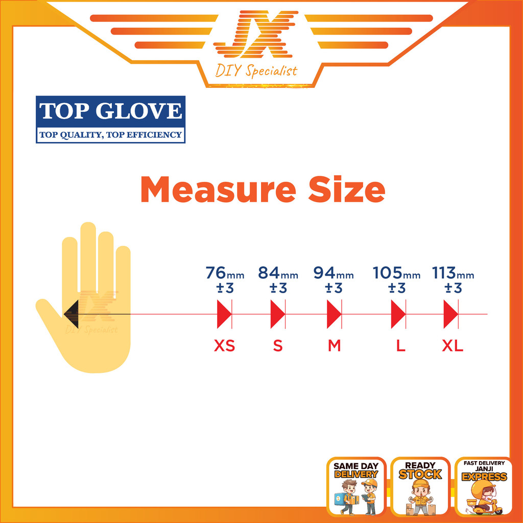 TOP GLOVE Nitrile Powder Free Blue Disposable Gloves 100 Pieces Single ...