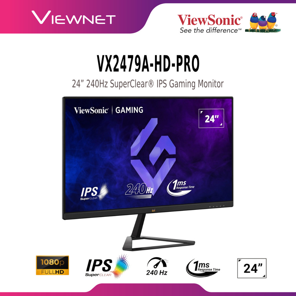 VIEWSONIC 24” VX2479A-HD-PRO / 27" VX2779-HD-PRO LED FULL HD IPS PANEL GAMING LCD MONITOR (1MS ...