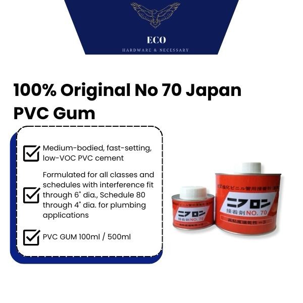 ECO HARDWARE Original No 70 Japan PVC Pipe Glue Solvent Gum Water ...