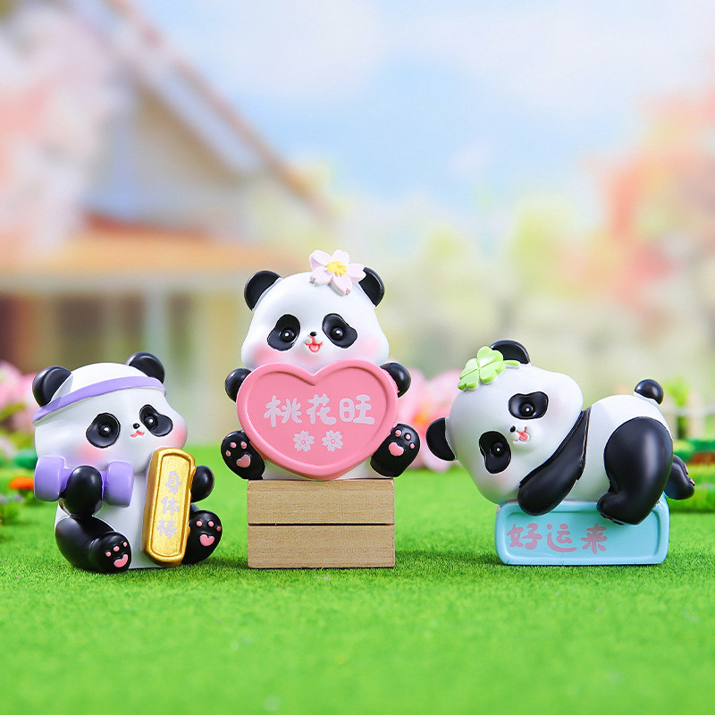 Lucky panda cute pets blind box toy figure desktop decoration panda ...