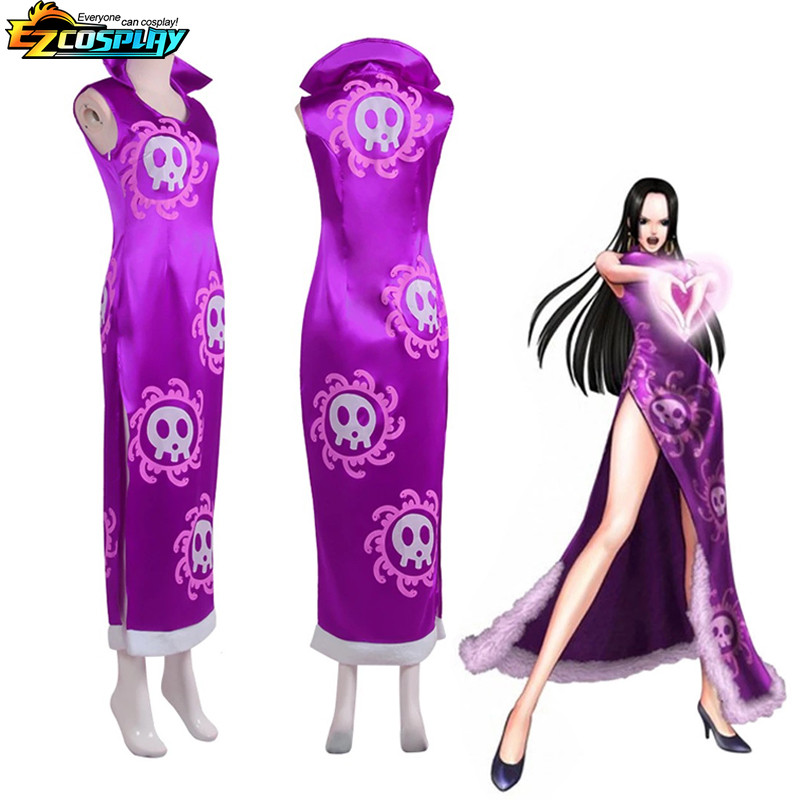 Queen Boa Hancock Cosplay Costume Anime Kimono Dress Cheongsam Cloak ...