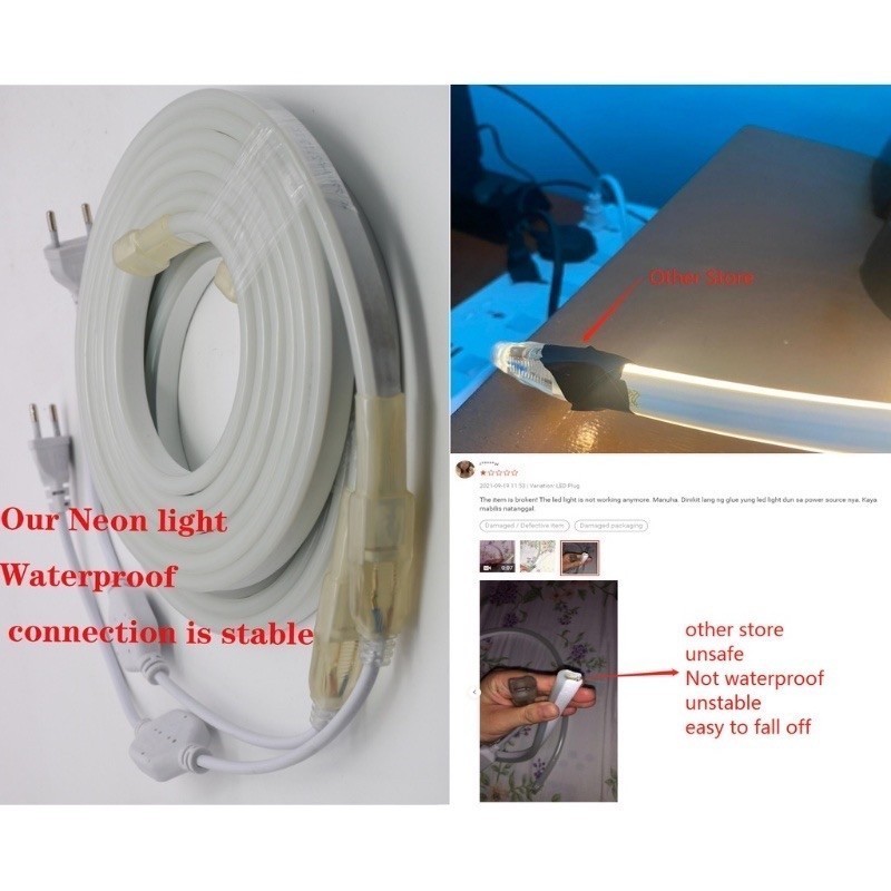 (Free EU Plug) 360° Led Strip Light Waterproof Narrow Neon light 220V ...