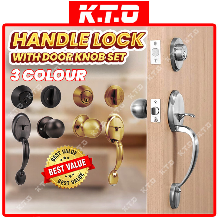 Solid Single Grip Handle Lock With Door Knob Set Entrance Wooden Door ...