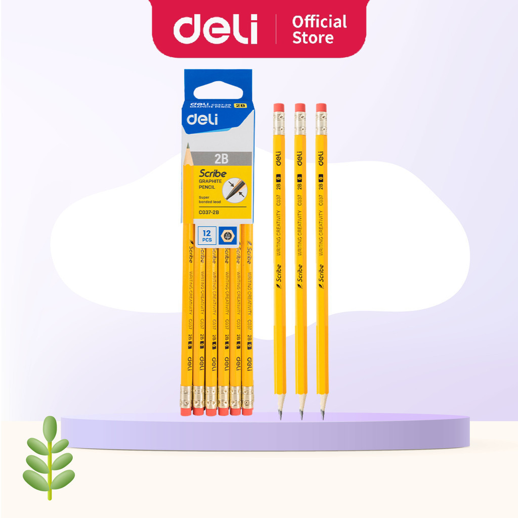Deli SCRIBE 2B Graphite Pencil (12pcs) | Shopee Malaysia